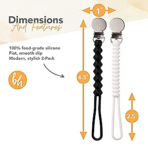 BooginHead Silicone Pacifier Clip Baby Pacifier Holder, 2-Pack, Rose & Cream