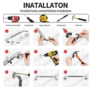 2 Pack 16 Inch Grab Bars for Showers Bathroom,Safety Shower Handles with Anti Slip Grip Handle for Seniors Elderly, Stainless Steel Handicap Rails, Shower Grab Bar for Bathroom