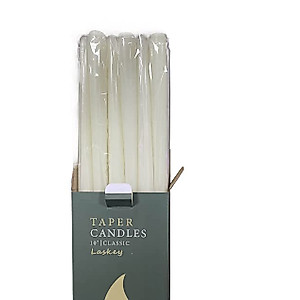 Laskey Dripless Taper Candles 10 Inch Tall Wedding Dinner Candle Set of 12 (Ivory)