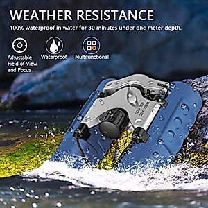 OuYteu Binoculars 122x1000 Compact with Clear Low Light Vision, Large Eyepiece Waterproof Binocular for Adults Kids, High Power Easy Focus Bird Watching, Hunting, Travel, Sightseeing, Blue