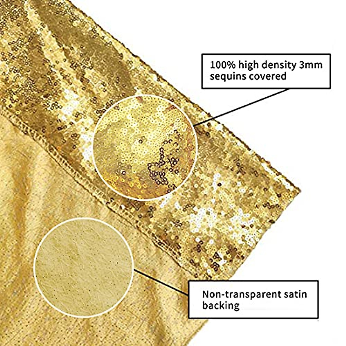 Poise3EHome 4Ft x 7Ft Gold Sequin Backdrop Curtain, Glitter Thick Satin Background Drapes, Sparkly Opaque Photography Curtain, Sequence Xmas Thanksgiving Backdrop for Wedding Party Holiday Decor
