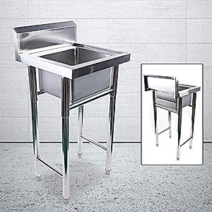 MANULOOT Stainless Steel Utility Sink, Single Bowl Kitchen Sink Commercial Sink, Free-standing Restaurant Sink, 19.69x19.69x31.5inch Outdoor Sink with Accessories, Industrial Sink with legs | US Stock