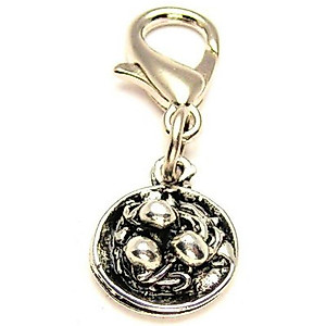ChubbyChicoCharms Spaghetti and Meatballs Pewter Charm on a Zipper Pull