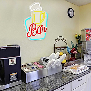 FITNATE Neon Bar Sign, Beer Neon Sign for Wall Decor, Brightness Adjustable LED Neon Light Sign USB Powered Decorative Bar Sign for Home Bar Wall Party Decor