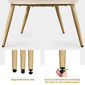 Topeakmart Accent Chair, Mid-Century Modern Boucle Upholstery Chair with Wood-Tone Metal Legs and Folding Backrest for Living Room Bedroom Waiting Room, Ivory