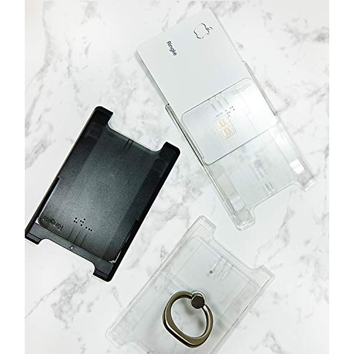 Ringke Slot Card Holder for Phone Case, Business Card Holder for Back of Phone, ID Credit Card Holder Stick on for Women Men, Phone Wallet Compatible with iPhone, Galaxy, and Pixel - Clear Mist