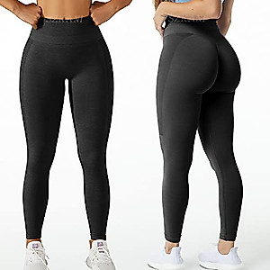 SZKANI Workout Leggings for Women Scrunch Butt Lifting Leggings Booty High Waist Yoga Pants Seamless Gym Tights(9I#-Black,M)