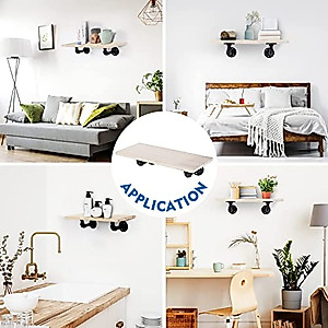 Jeteveven Floating Shelves Wall Mounted Set of 2, Wooden Storage Shelves for Kitchen, Living Room, Bathroom, Bedroom, Office