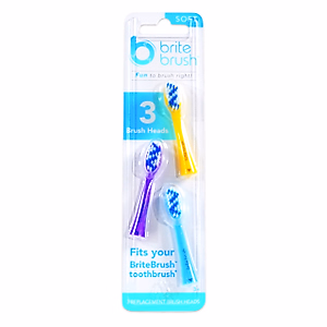 BriteBrush Brush Head Replacement 3-Pack - for BriteBrush Interactive Smart Kids Brushes - Fun to Play Twice a Day!, 3 Count (Pack of 1)