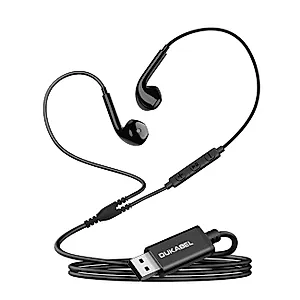 DUKABEL USB Wired Earbuds, USB Headphone with Mic for PC/ PS4/ PS5, 6FT in-Ear Stereo Earphones Headsets with Volume Control for Office Live Broadcast Gaming