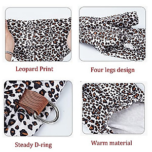 Anelekor Leopard Print Small Dogs Pajamas with Leash Hole Puppy Warm Clothes Pet Full Coverage Dog Pjs Doggy Winter Coat Warm Jumpsuit for Cats XS Dogs (A, Medium)