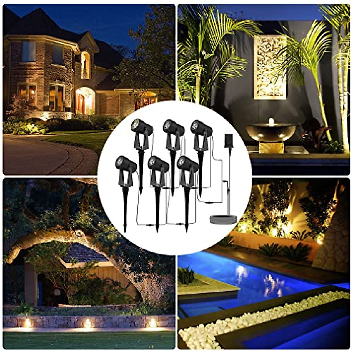 GLOBELIT Spot Lights Outdoor 27V Low Voltage Landscape Lighting Kit with Transformer IP65 Waterproof Garden Lights Outdoor Lights Lighting for Yard House Walkway Driveway Pool Patio 8 Pack
