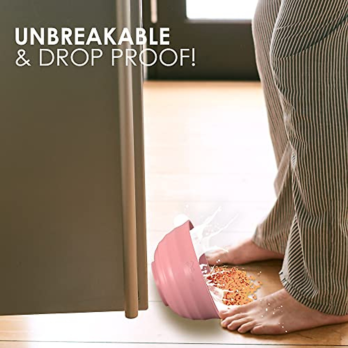 DINETHICS 60 OZ 6 Big Bowl Set - Wheat Straw Bowls - Unbreakable Microwave Safe Bowls - Large Cereal Bowl - Salad Bowls Large Serving Bowls For Kitchen -Bowls For Family Movie Night (Coral)