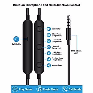 Wired Earbuds with Microphone, TITACUTE 3.5mm Jack Earphone Magnetic in-Ear Headphone Stereo Clear Audio for iPhone iPad Samsung A13 A03s S10e S10 Motorola One 5G Ace/Moto G Stylus Power Android