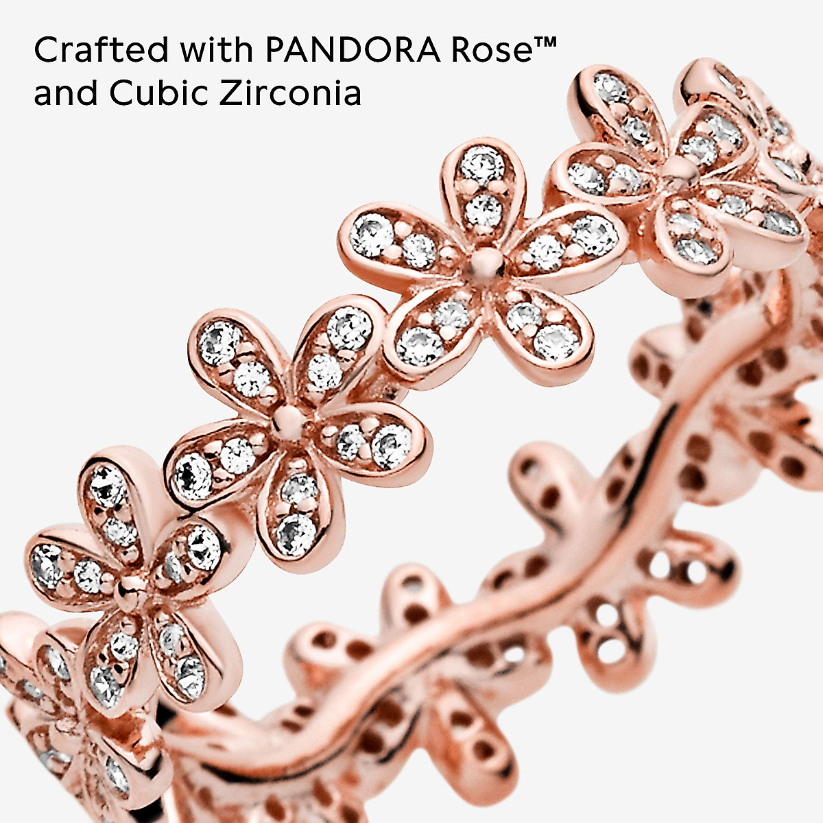 PANDORA Dazzling Daisy Ring, PANDORA Rose, Clear Cubic Zirconia, Size 8.5