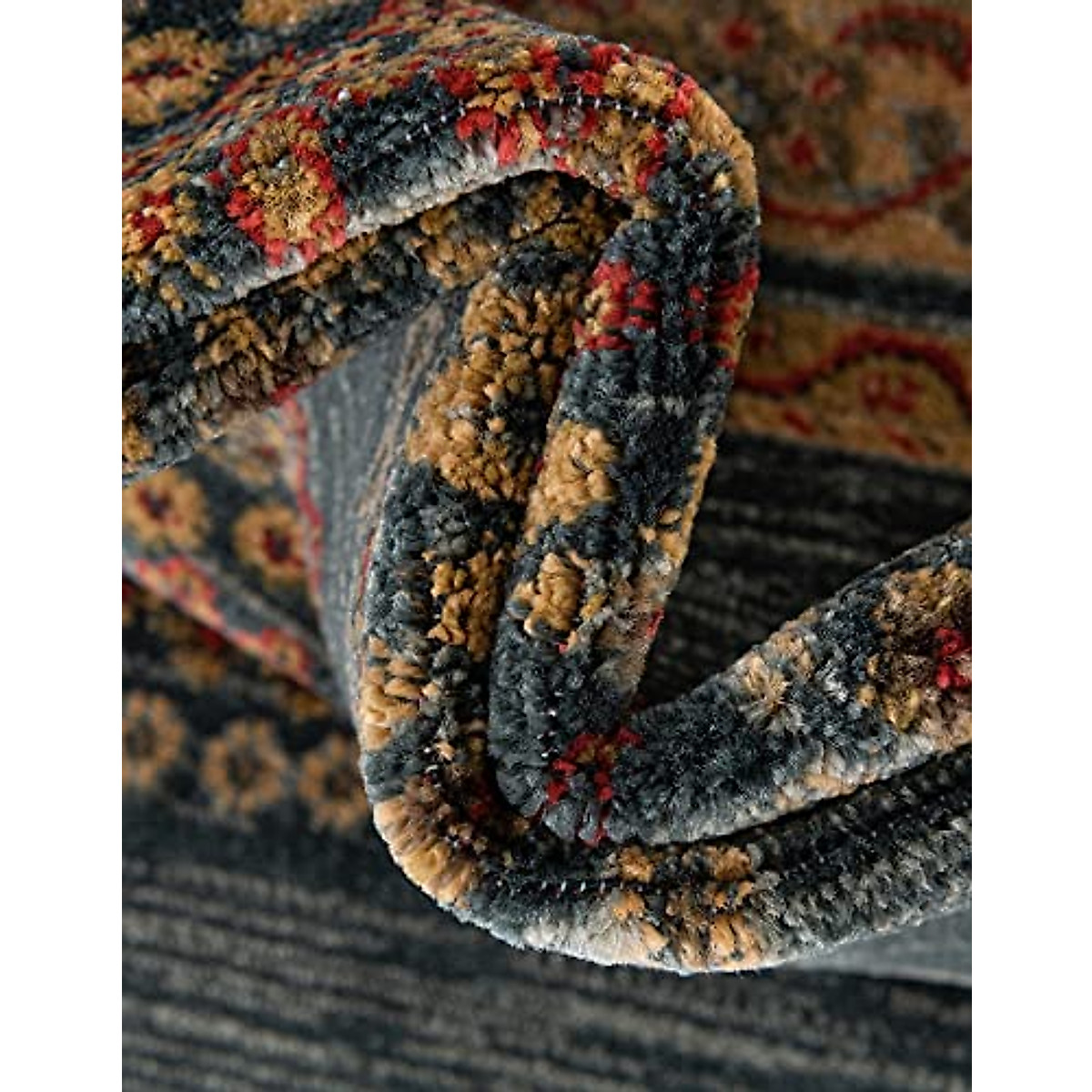 Rugs.com Kashkuli Gabbeh Collection Rug – 7' x 10' Blue Medium Rug Perfect for Bedrooms, Dining Rooms, Living Rooms