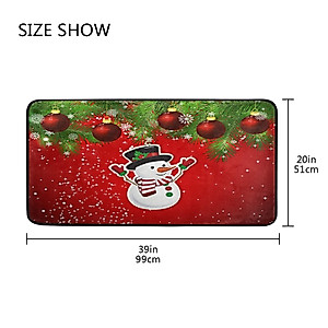 senya Christmas Rug Kitchen Rugs Runner Red Christmas Snowman Doormat Bath Rugs Non Slip Area Rugs for Bathroom Kitchen Indoor 39" X 20"