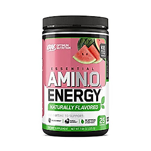 Optimum Nutrition Amino Energy Naturally Flavored Powder, Pre Workout, BCAAs, Amino Acids, Keto Friendly, Green Tea Extract, Energy Powder - Watermelon, 25 Servings
