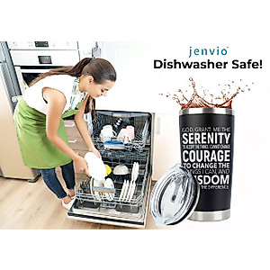 JENVIO Serenity Prayer Gifts | Stainless Steel Travel Tumbler Mug w/Lid and 2 Straws | Courage Wisdom Unique Coffee Sober AA Sobriety Gifts for Recovery Alcoholics Anonymous Valentine's Day