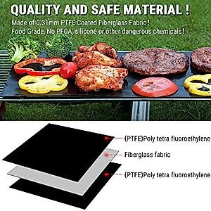 ThermoPro TP932 BBQ Grill Mat Set of 2 Grill Mats Non Stick Reusable Heavy-Duty Barbecue Baking Grilling Mats for Gas Charcoal Grill Outdoor Grilling Accessories