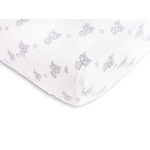 SwaddleDesigns Softest Cotton Muslin Fitted Crib Sheet/Toddler Sheet for Baby Boy & Girl, Sterling Fox & Star