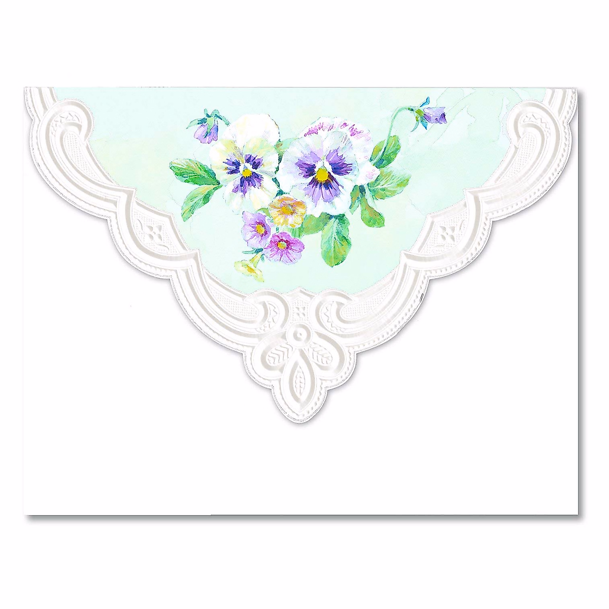 Carol Wilson Fine Arts Inc.- Pansies & Warbler - Embossed & Die Cut Blank Note Cards in Portfolio Box - 10 count - ncp2449