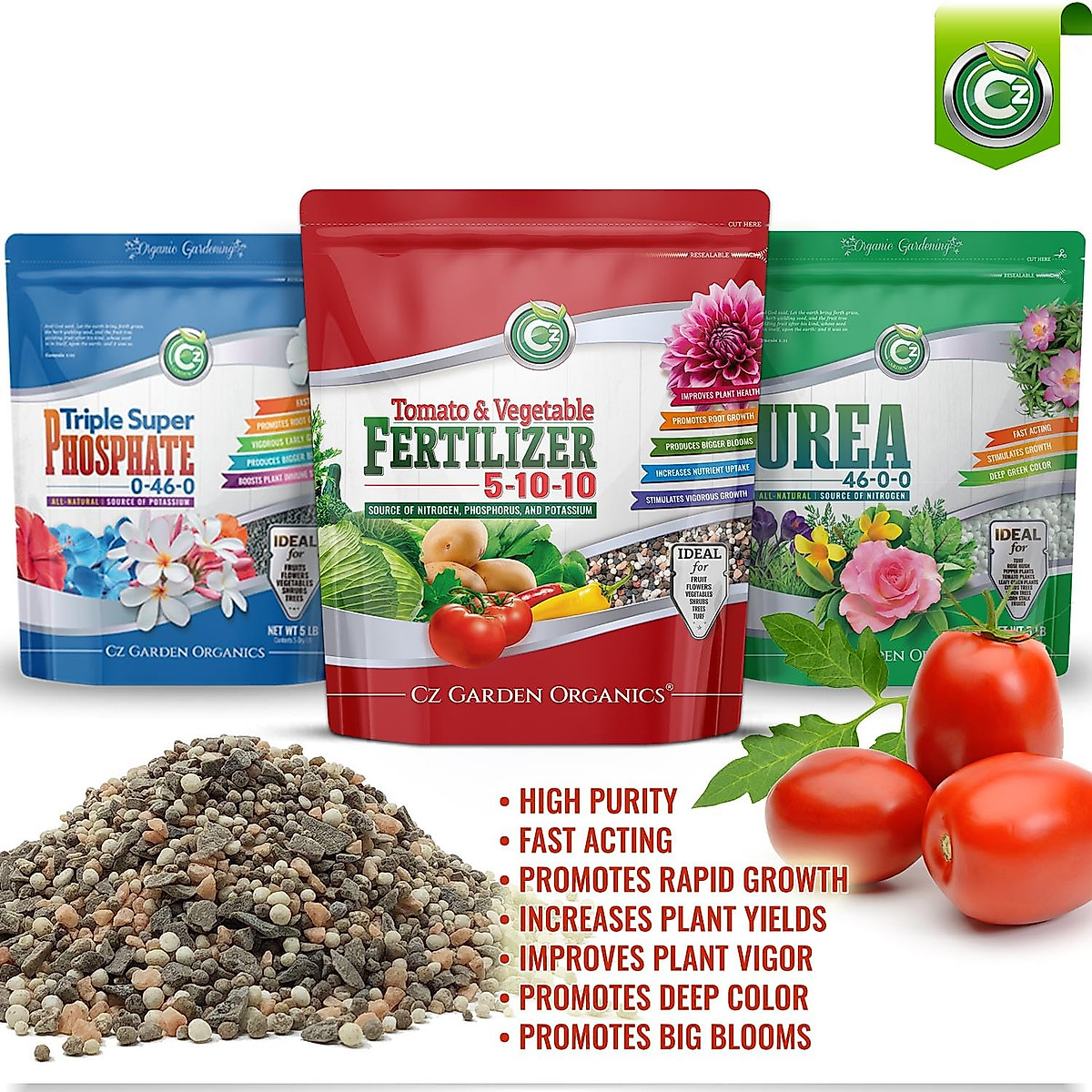 5-10-10 Tomato & Vegetable Fertilizer - Made in USA - Nitrogen, Phosphorus, Potassium Plant Food for Indoor/Outdoor Plants & Flower Gardens - Promotes Vigorous Growth and Big Blooms!