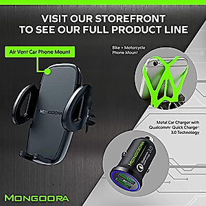 Mongoora Air Vent Car Phone Mount Holder - Locking Cell Phone Car Mount Universal for Any Smartphone, iPhone, Android - Clip On Car Phone Holder for Dashboard - Stocking Stuffers, White Elephant Gift