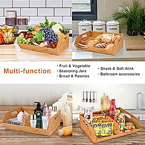 Kitchen Organization, Bamboo Organizer Bin, Multi Purpose Organizer for Kitchen Supplies Holder, Fruit Bin, Cabinets, Pantry and Onion Storage Bin with Built in Handles