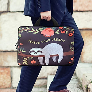 RICHEN 11 11.6 12 12.5 13 inches Laptop/Chromebook/Notebook PC Messenger Bag Tablet Travel Case Neoprene Handle Sleeve with Shoulder Strap (11-13.3 inch, Sloth)