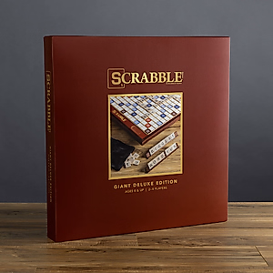 WS Game Company Scrabble Giant Deluxe Edition with Rotating Wooden Board