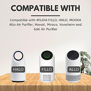 Nispira 3-in-1 True HEPA Filter + Carbon Compatible with AFLOIA FILLO, HALO, MOOKA Allo Air Purifier, Honati, Miroco, Vanaheim and Saki Air Purifier, 2 Packs