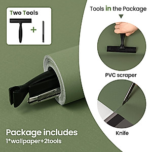 Green Peel and Stick Wallpaper 118.1''x17.7'' Green Contact Paper for Cabinets and Drawers with Tools, Removable Self Adhesive Thicken Wall Paper for Home Wall Decoration and Covering Old Furniture