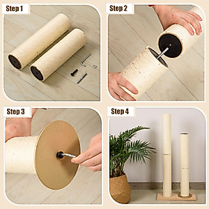2 Root Cat Scratching Post Replacement 17.72x3.54 Cat Tree Scratch Post Replacement Natural Sisal Pole Cat Scratch Post Refill Pole Part with M8 Screws for Kitten Tree Tower Cat Furniture Accessories