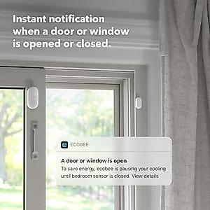 ecobee Smart Sensor for Doors & Windows 2 Pack - Wifi Contact Sensor for Home Security, Energy Savings - Compatible with Smart Thermostats - Temperature sensor, white