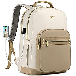 bagswan laptop backpack for Women - 15.6 inch Work Bags Travel Backpack with USB Charger College Bookbag Waterproof Business Computer Backpack Anti-theft Casual Backpacks for Nurse Teacher khaki