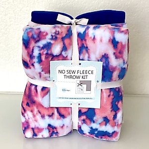DAVID TEXTILES Cloud Shibori Tie Dye Anti-Pill Premium No-Sew Throw Fleece Fabric Kit (72x60)