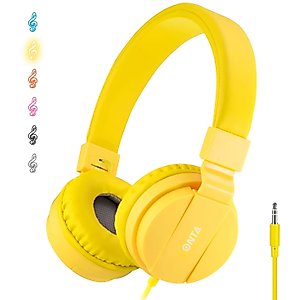 ONTA Kids Headphones for Boys Girls - Child Student Headset Wired plug Toddler Earphones School Teen on Ear for Ipad | Computer | Smart phone | Amazon Fire Tablet | Laptop | Plane Travel | Game,yellow