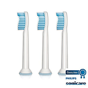 Philips Sonicare Genuine Sensitive Replacement Toothbrush Heads for Sensitive Teeth, 3 Brush Heads, White, HX6053/64
