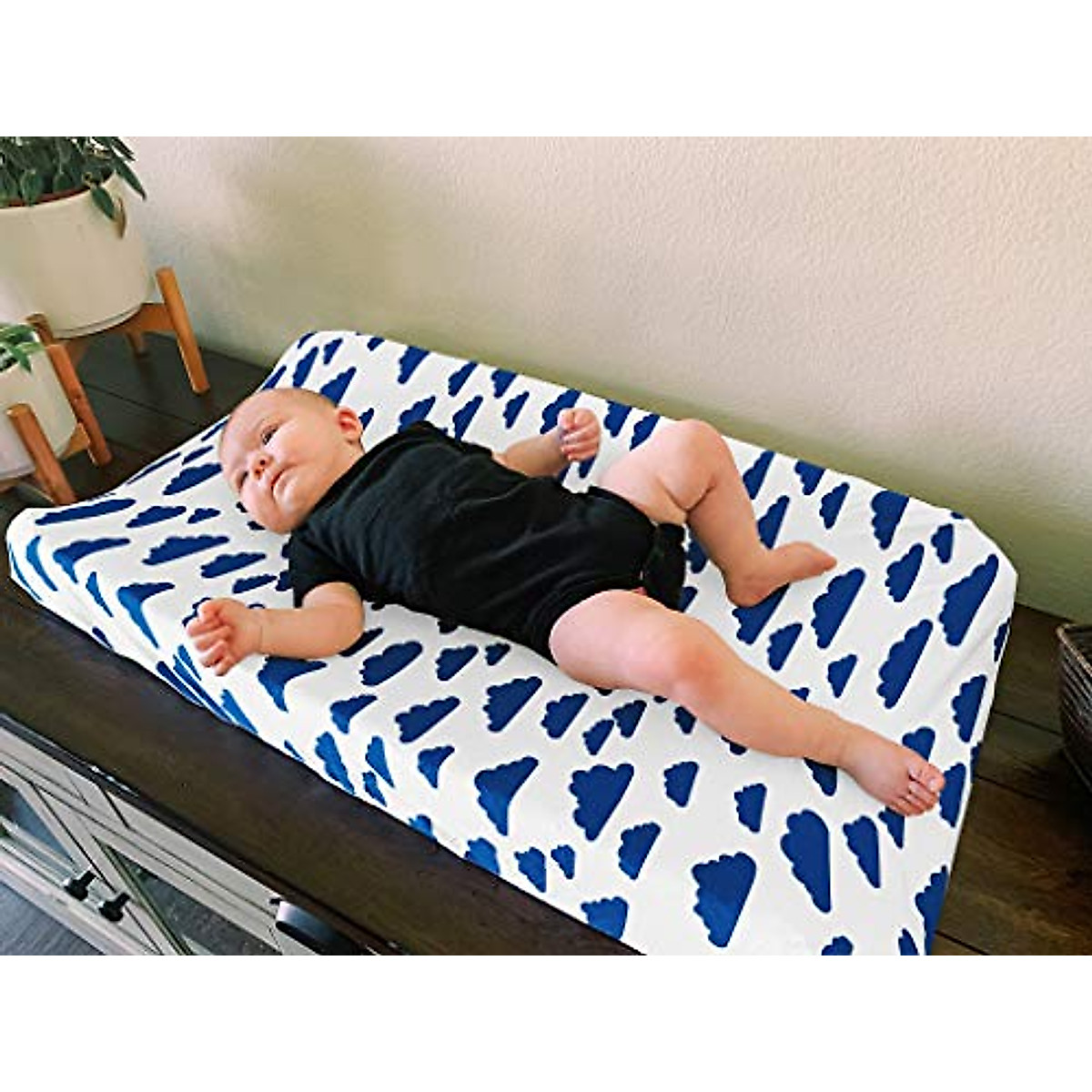 Changing Pad Cover – Premium Baby Changing Pad Covers 4 Pack – Boy or Girl Changing Pad Cover – Pure Jersey Machine Washable Navy and White Changing Table Cover – Diaper Changing Pad Cover Sheets