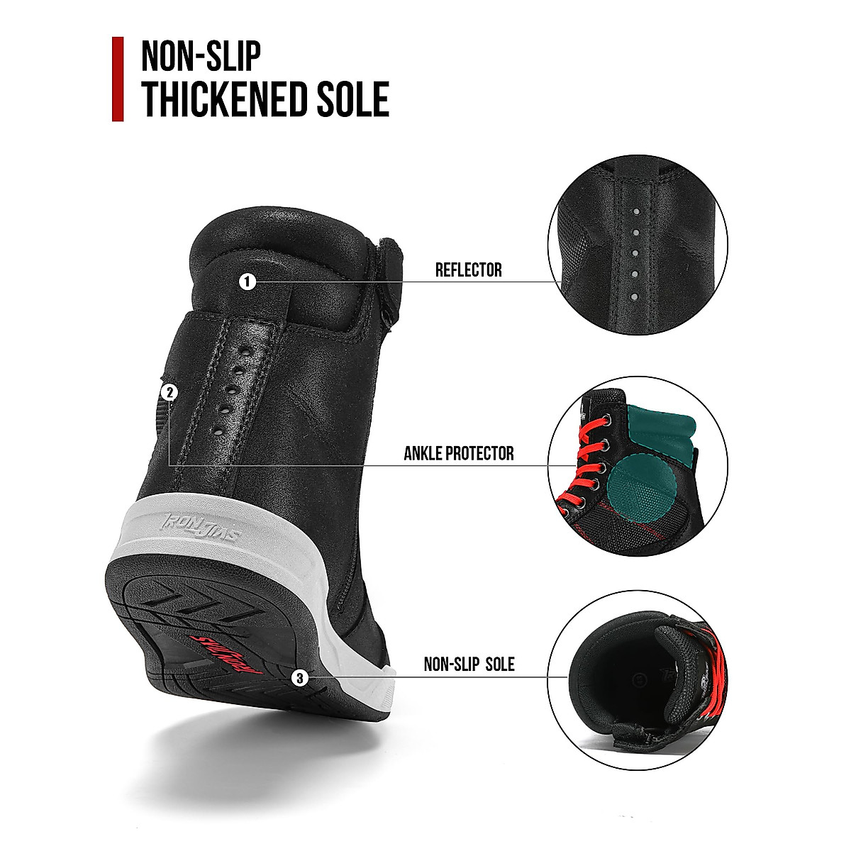 BORLENI Motorcycle Riding Shoes Road Street Motocross Protective Boots for Men, Casual Breathable Powersports Shoes