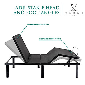 Naomi Home 15" Adjustable Bed Frame with Head & Foot Incline, Height Adjustable Bed Base, Black - Full