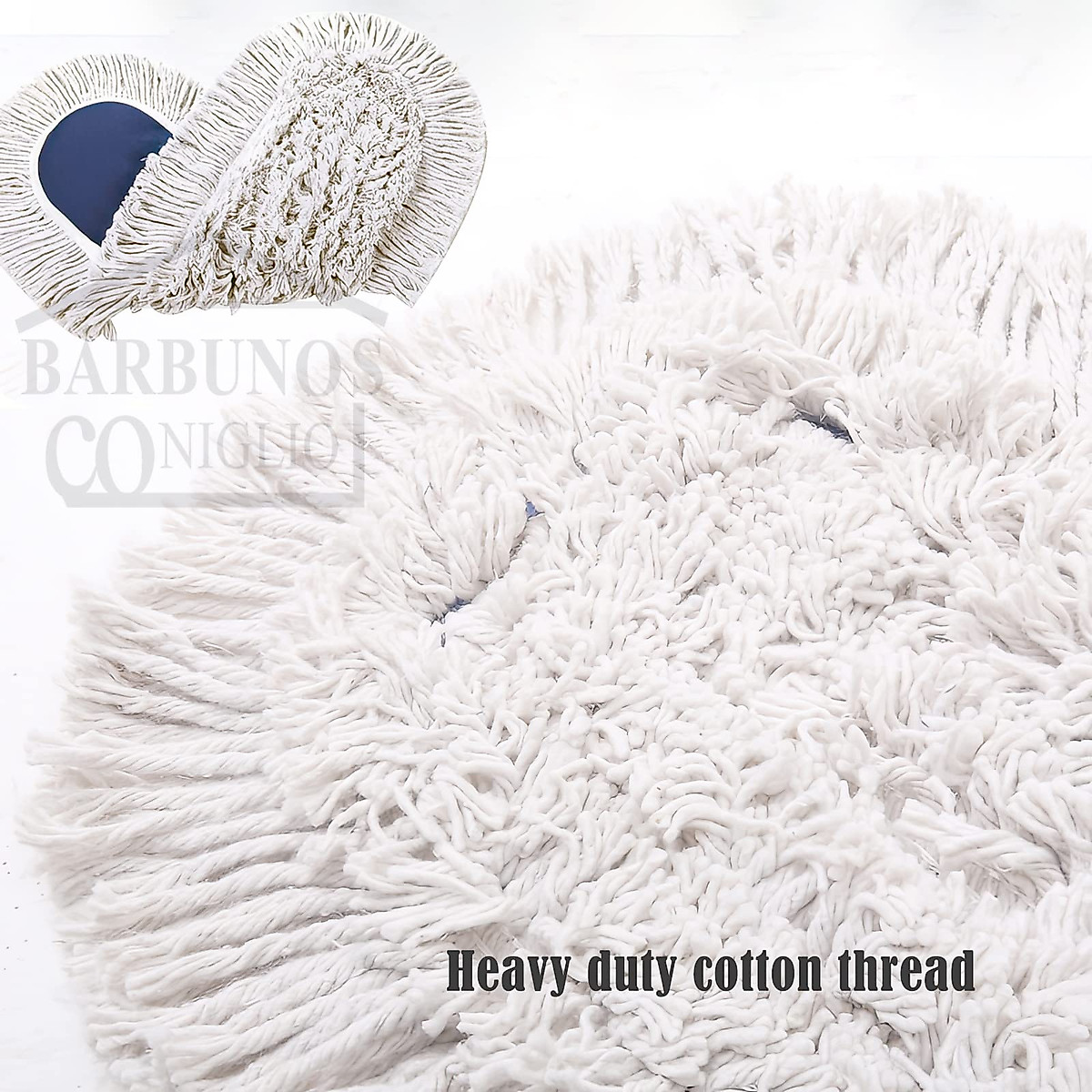 Large Mop Head 24" Industrial Strength Ultimate Cotton Floor Dust Mop Refill, Commercial Cleaner Mop Head Replacement, Dust Mops for Home, Industrial Use - Fit for Standard Size Mop Frame (2)