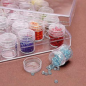 Tosnail 60 Clear Plastic Screw-Top Storage Containers for Diamond Painting, Beads, Sequins, Nails, Jewelry Making