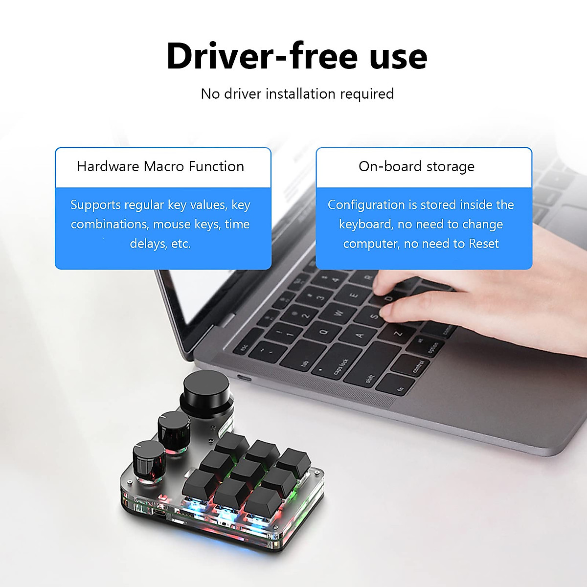 One Handed Programmable Mechanical Keyboard, 9 Keys 3 Knobs RGB Programmable Macro Keyboard, Custom Shortcut, Dual Mode Connection, Gaming Keyboard!