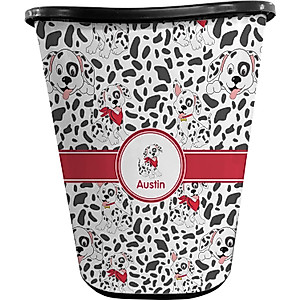 RNK Shops Personalized Dalmation Waste Basket - Double Sided (Black)