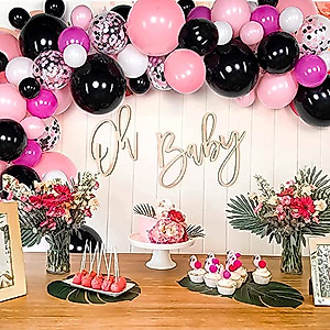 Balloon Garland Arch Kit Pink Black, Black Pink White Balloon Arch Kit Balloon Garland, Pink Confetti Latex Balloons For Girls Birthday Decoration Wedding Baby Shower Decoration Party Supplies