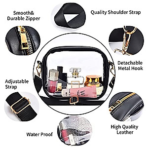 Armiwiin Clear Crossbody Bag, Stadium Approved Leather Clear Purse Bag with Adjustable Strap for Sports Concert Event