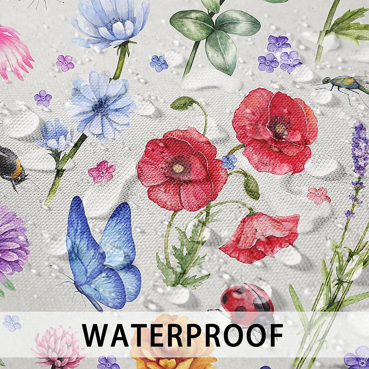 Britown Flower Summer Floral Outdoor Waterproof Throw Pillow Covers 18 x 18 Inch Set of 2, Palm Leaf Pillowcase Square Cushion Case, Farmhouse Garden Decorative Pillows for Couch Beach Patio