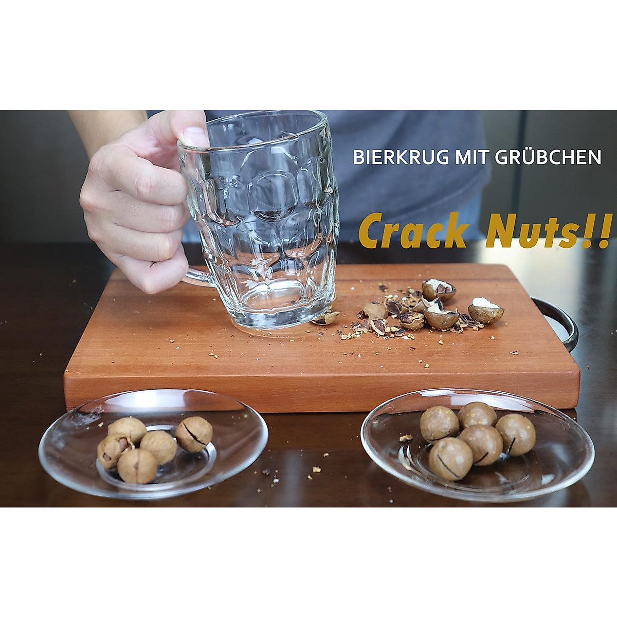 BothEarn 1 Pint Dimpled Beer Mug Set of 2 - Heavy British Pub Thick Glass with Handle - Stein Cup for Beer Lover in Home Party BBQ